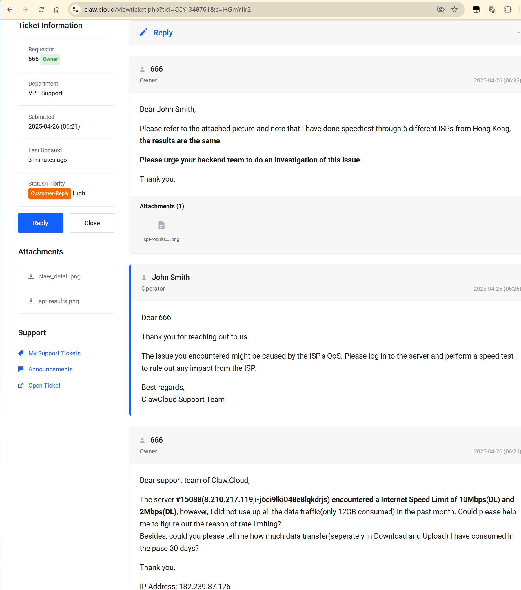 Severe Speed Limit on Claw.Cloud VDS Server — LowEndTalk